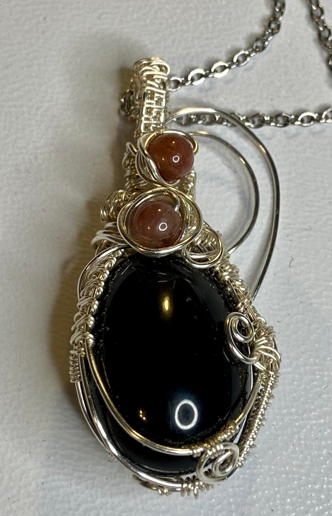 Rainbow Obsidian with Pink Tourmaline Pendant – Empathy's Angel